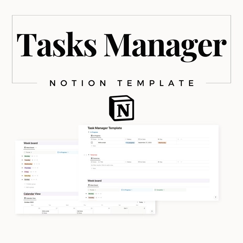 Notion Task Manager Template - Etsy