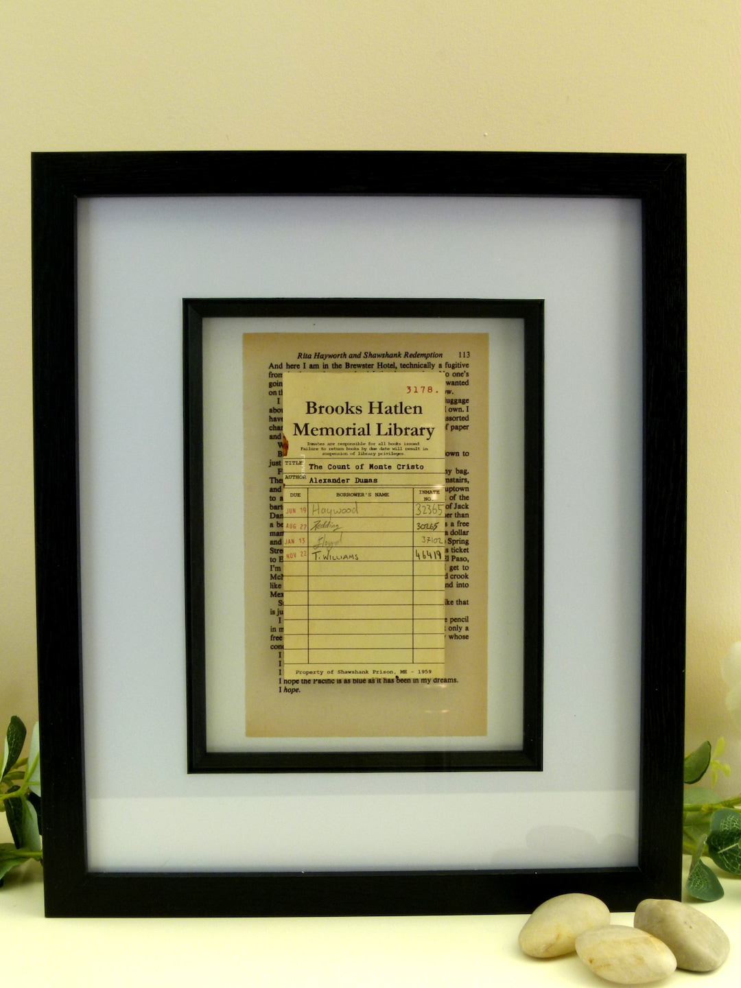 Shawshank Redemption Original Framed Page With Brooks Hatlen Library ...