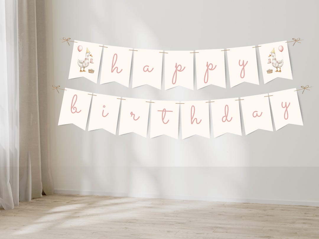 Goose Birthday Banner Printable | Cottagecore Garland | Blush Pink ...