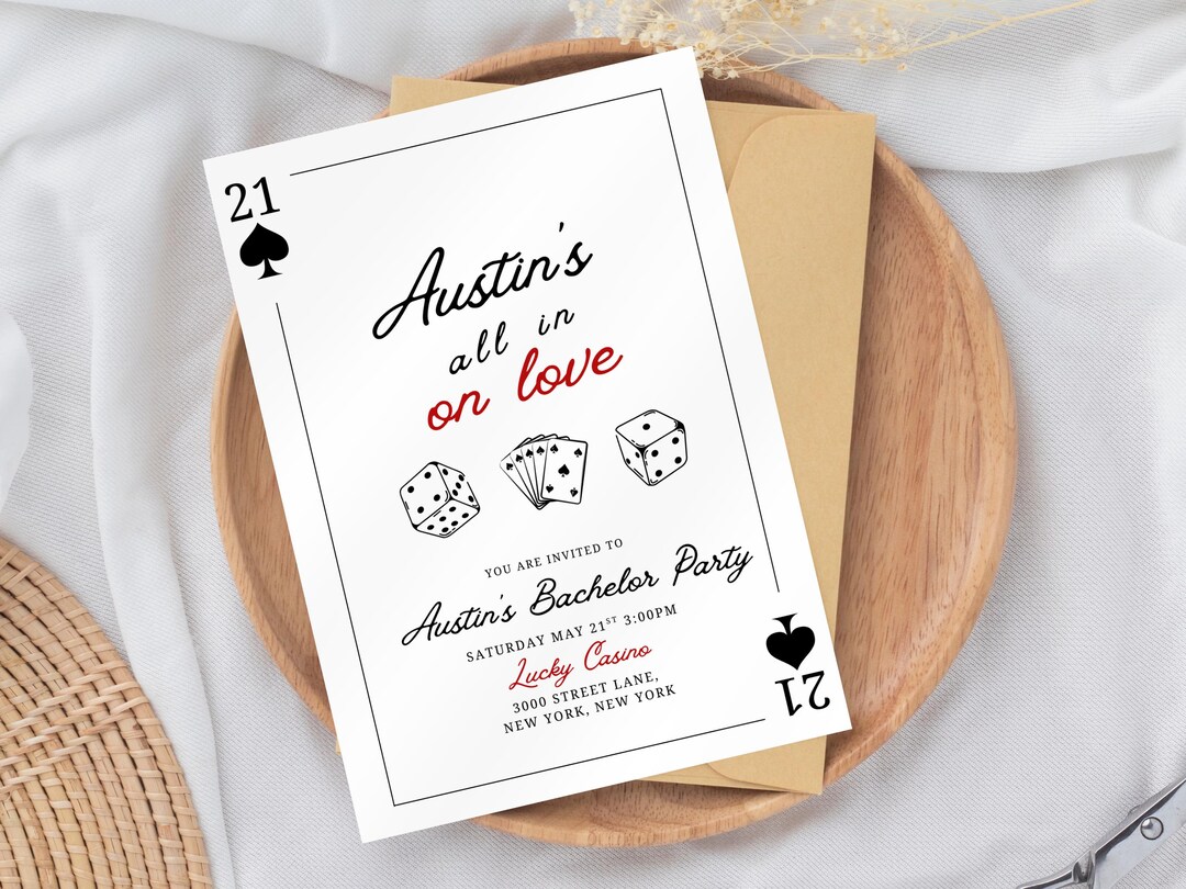Casino Bachelor Party Invitation Playing Card Theme Poker Night ...
