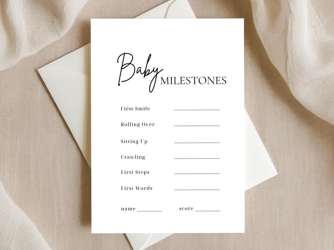 Baby Milestones Baby Shower Game Printable Minimalist Baby Shower ...