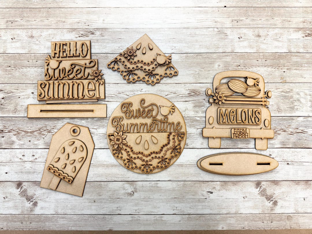 Hello Sweet Summer Standing Sign, Sweet Summer, Watermelon, Unfinished ...