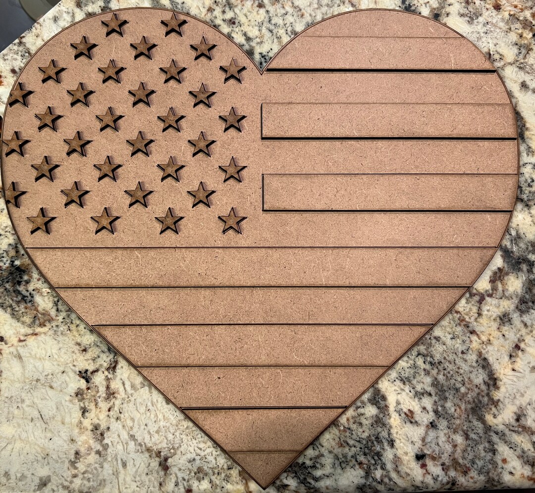 Heart Shaped Flag, Heart Flag DIY Kit, Craft Kit, Laser Cutout, Flag ...