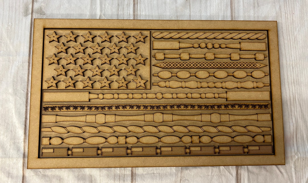 American Flag Spindle Craft Kit | Flag | USA | DIY Kit | MDF Blanks ...