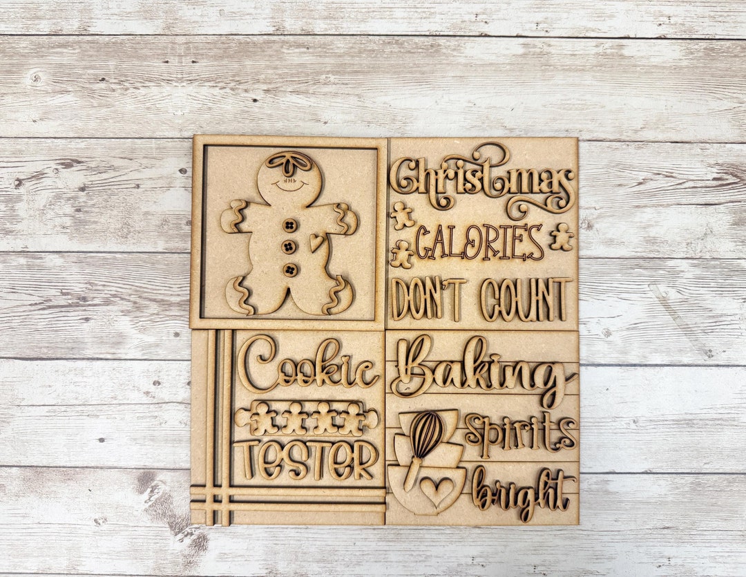 Gingerbread Baking Signs, Set of 4 DIY, Laser Cut, Craft Kit, Blanks ...