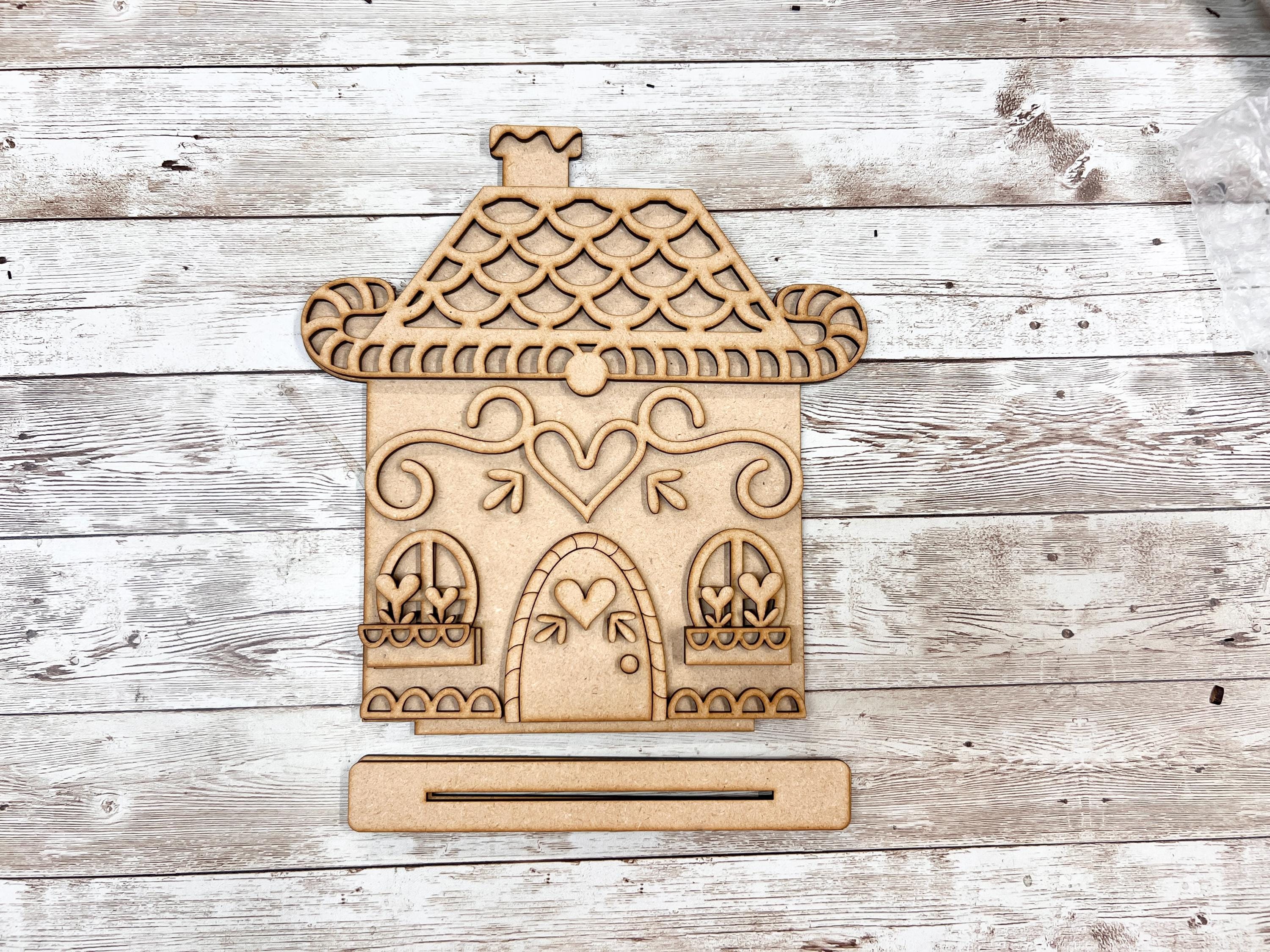 Gingerbread Houses, Gingerbread, Shelf Sitters, Unfinished, DIY, Laser ...