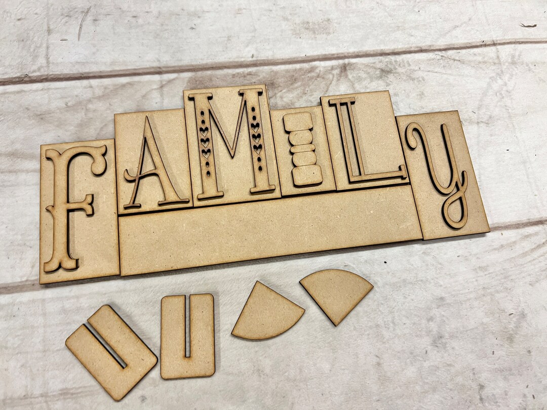 Word Block Shelf Sitter Family, Family, Personalize With Last Name ...