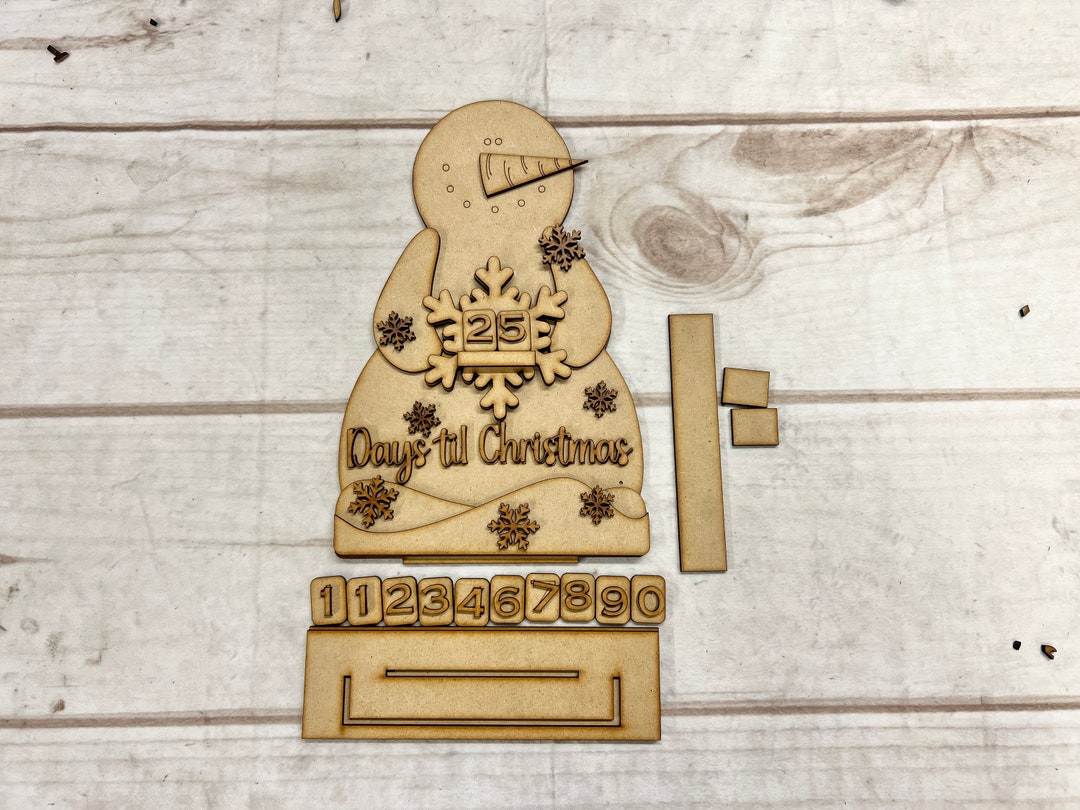 Christmas Countdown, Snowman Kit, Christmas Craft Kit, Laser Cutouts ...