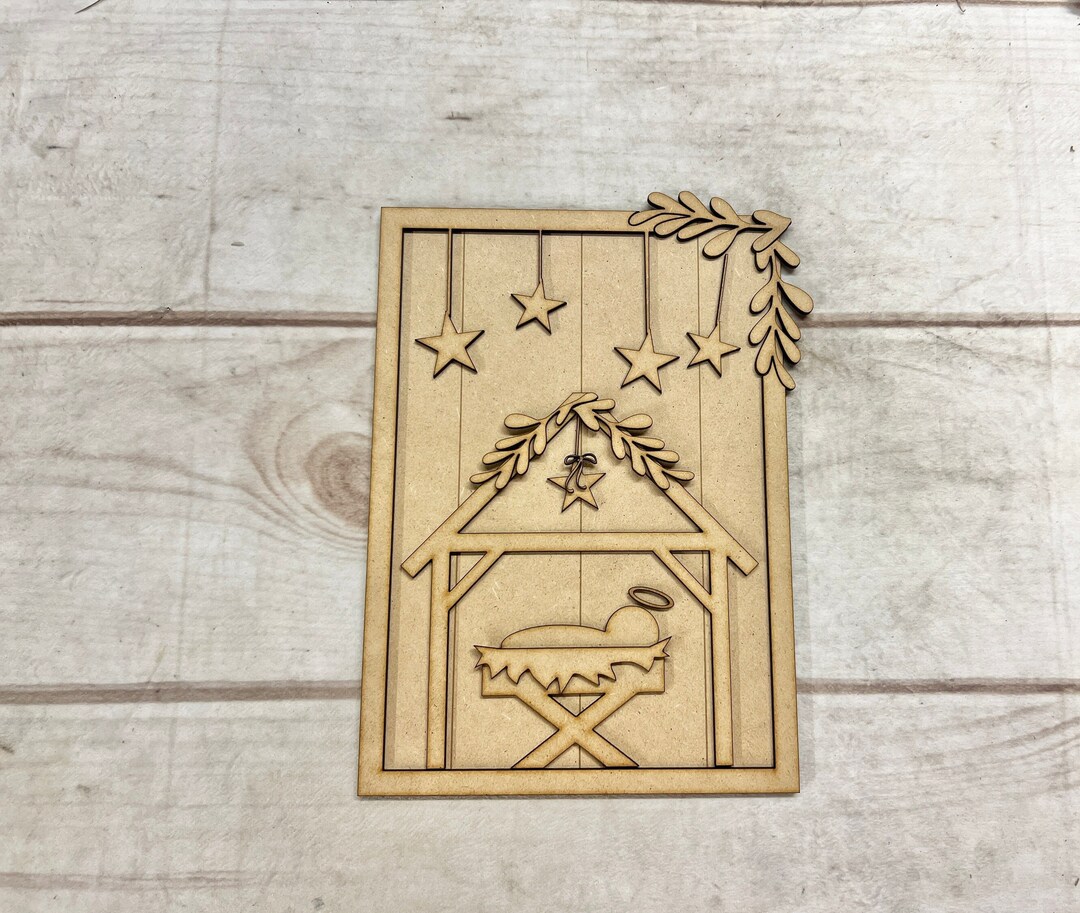 Manger Sign, Nativity, Christmas, Craft Kit, DIY Christmas, Laser ...