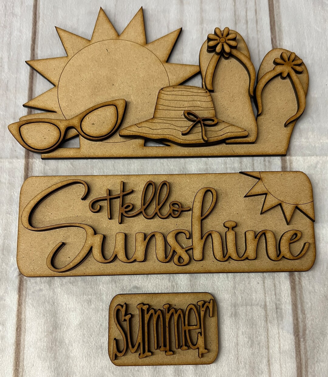 Hello Sunshine, Sun, Summer, DIY Kit, Craft Kit, Flip-flops, Laser ...