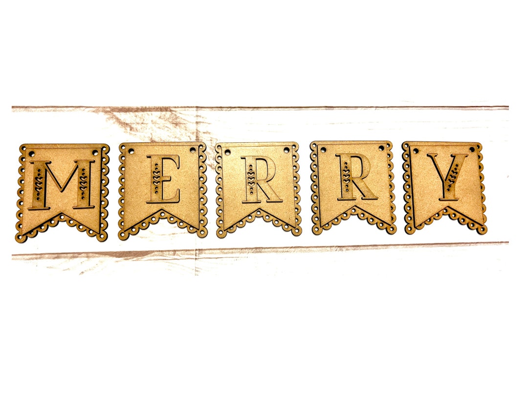 Merry DIY Banner, DIY, DIY Kit, Merry, Christmas Banner Unfinished ...
