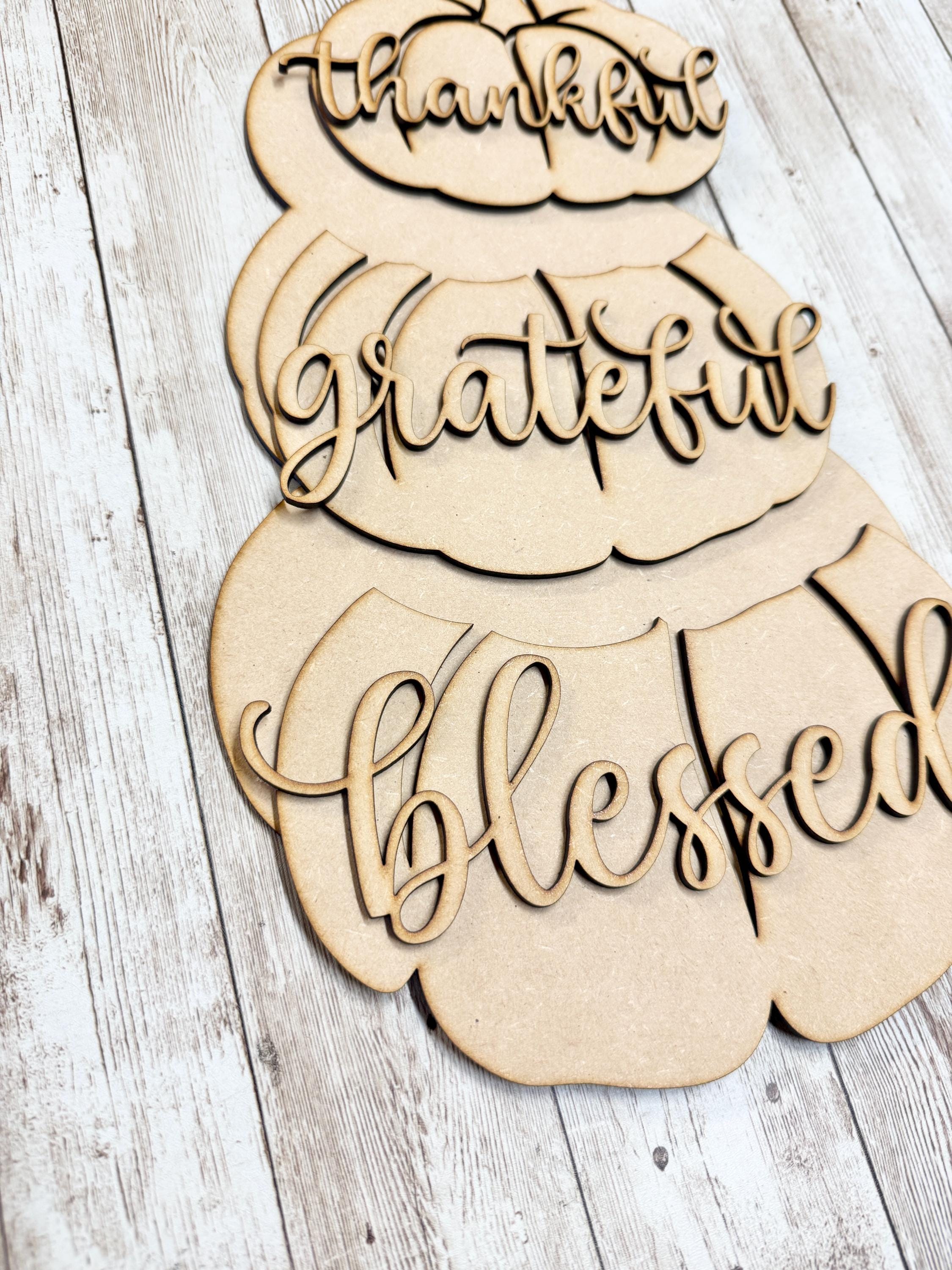 Thankful Grateful Blessed Stacked Pumpkins | Door Hanger | Fall | DIY ...