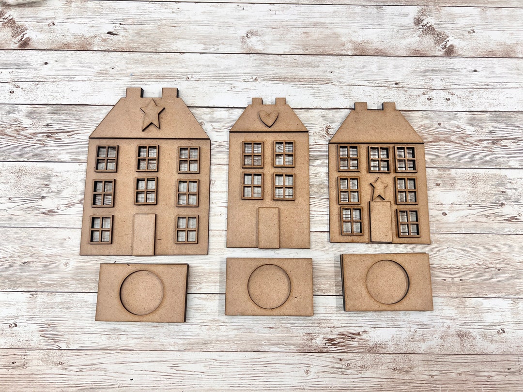 Salt Box Houses, Unfinished, DIY, Laser Cut, Craft Kit, Primitive Home ...