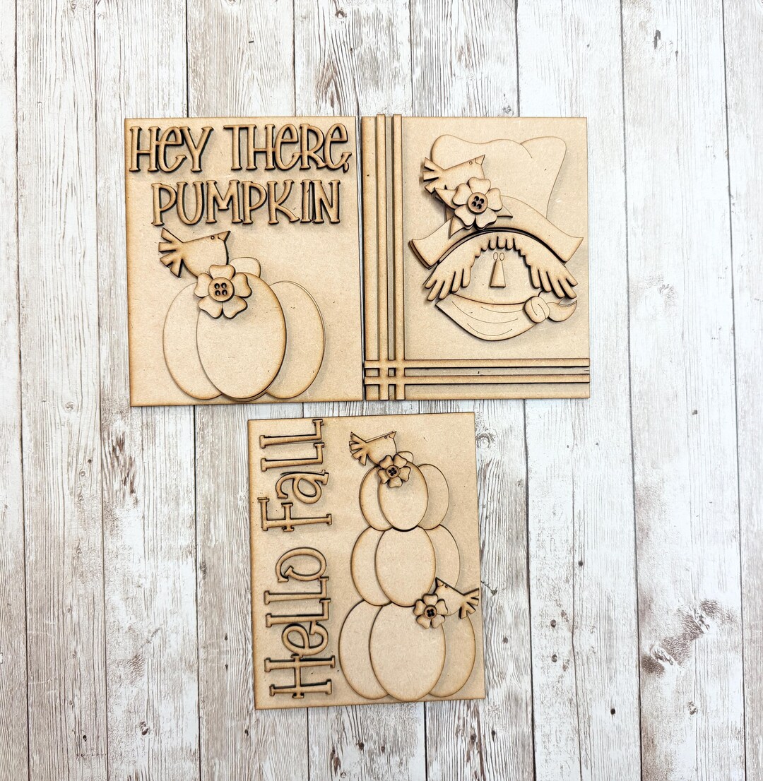 Hello Fall Signs, Hey There Pumpkin, Scarecrow, Craft Kit, Laser ...