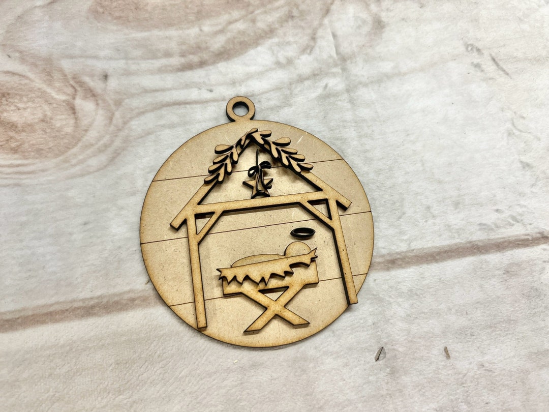 Manger, Nativity Ornament, Craft Kit, Laser Cutouts, DIY Kit ...
