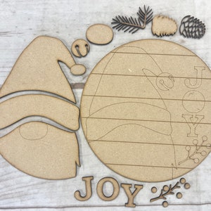 Joy Gnome Sign, Christmas, DIY Kit, Laser Cutouts, Craft Kit - Etsy