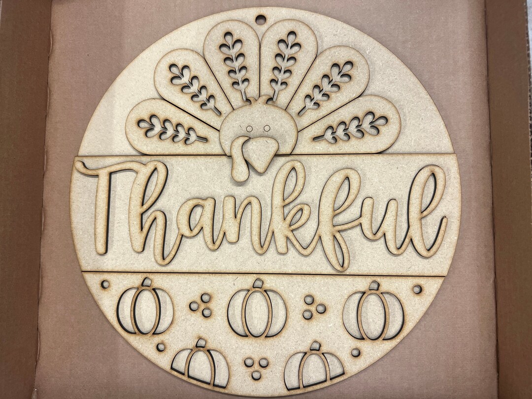Thanksgiving Turkey Door Hanger, Thankful, Craft Kit, Laser Cutouts ...