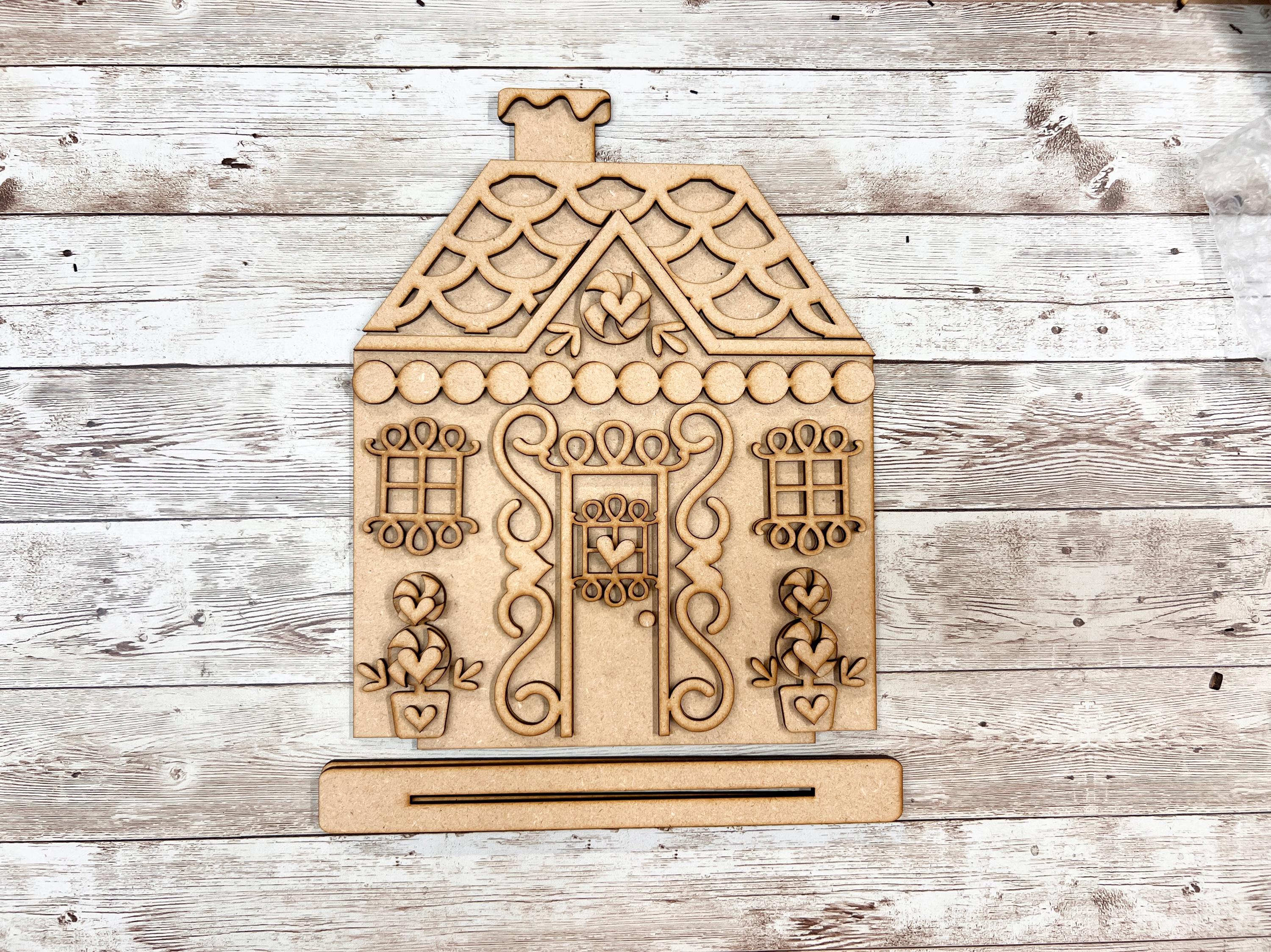 Gingerbread Houses, Gingerbread, Shelf Sitters, Unfinished, DIY, Laser ...