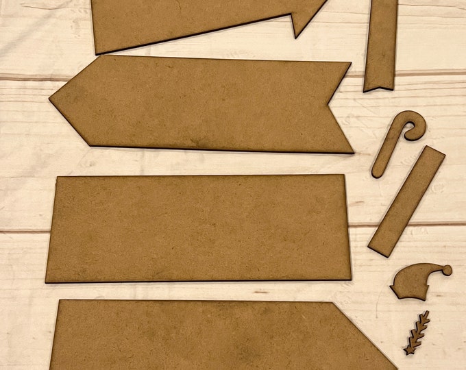 DIY Christmas Directional Sign, DIY Kit, Craft Kit, Unfinished Pieces ...