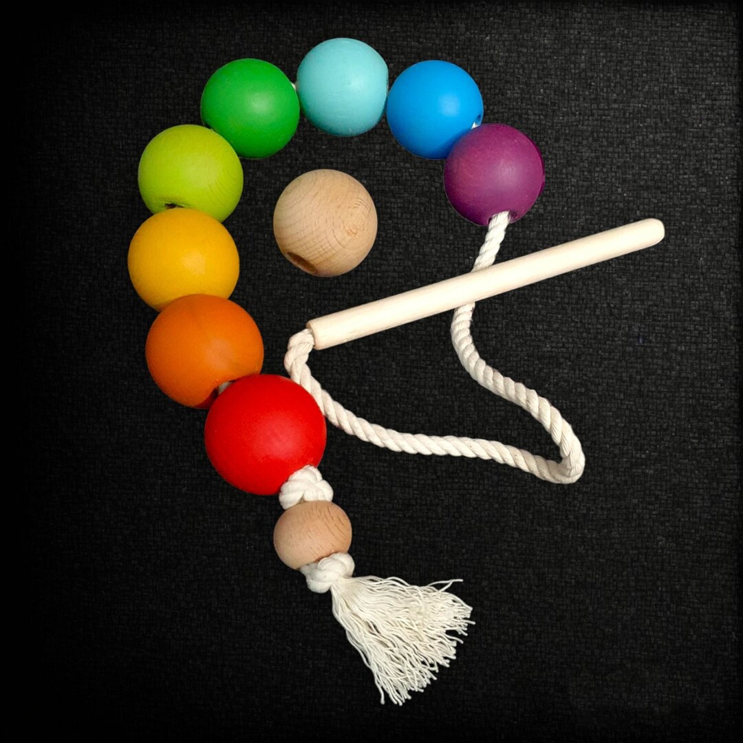 Montessori Wood Lacing Toy: Rainbow Bead Threading Set - Etsy
