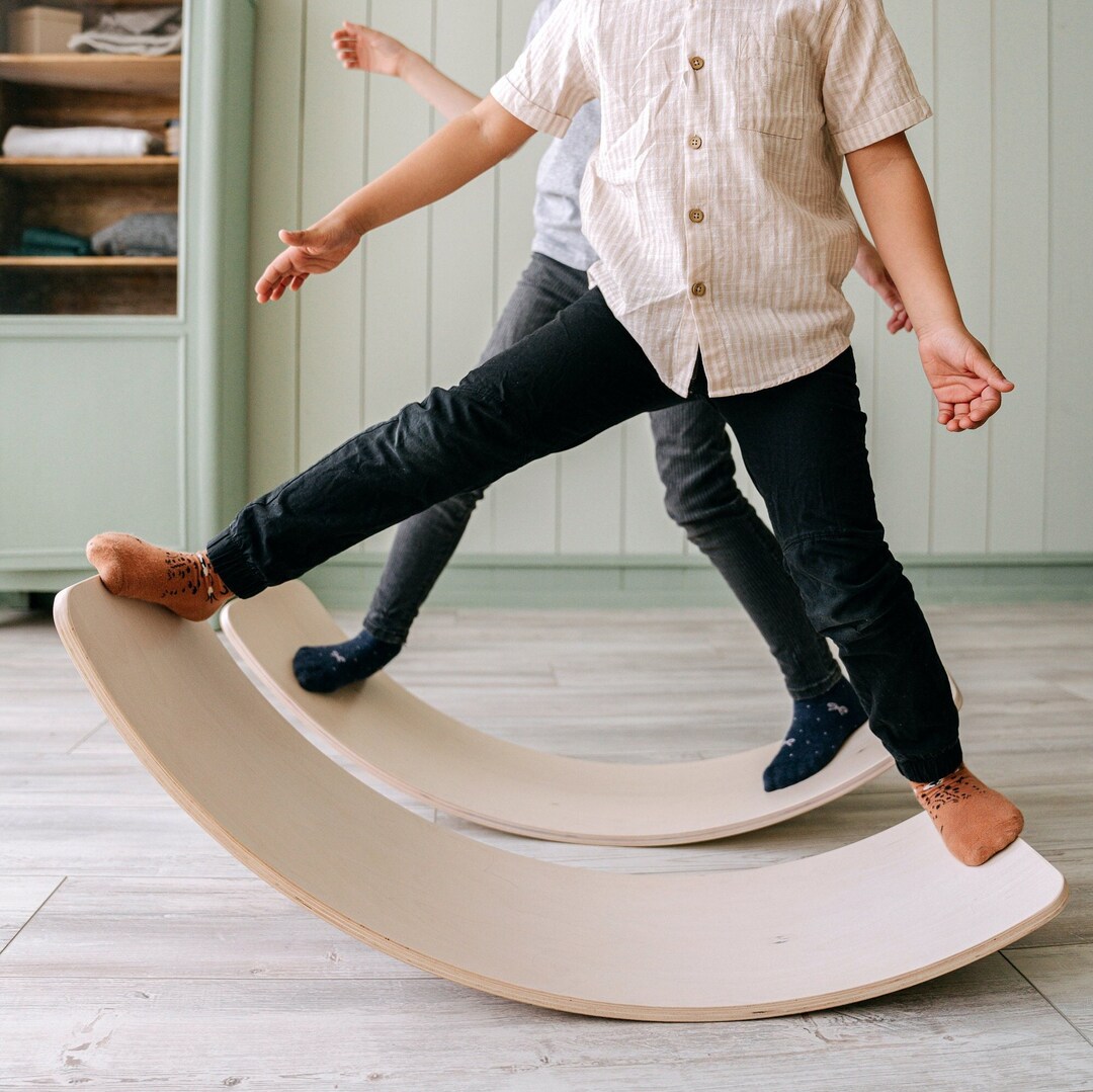 Montessori Wooden Balance Board for Kids-curved Wobble Balancing Board ...