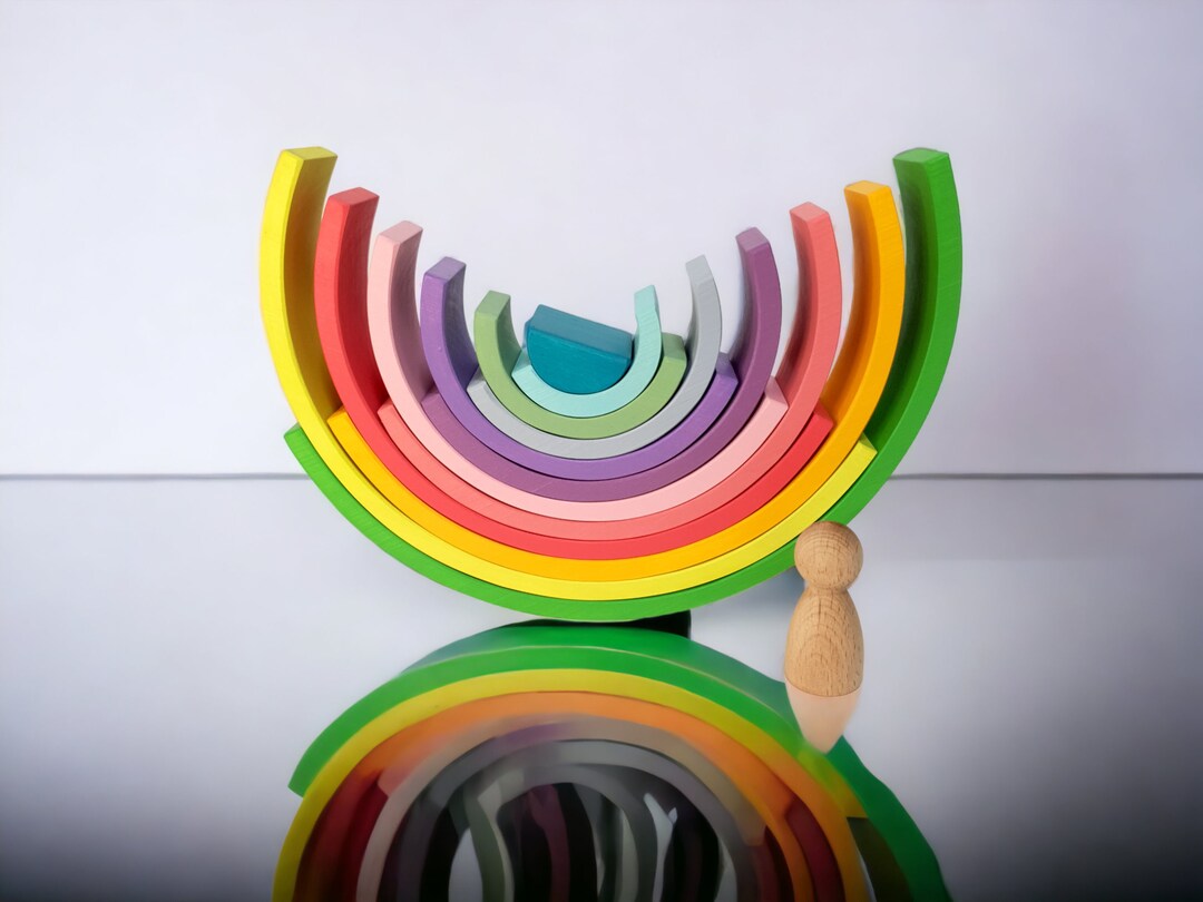 Grimms Rainbow Handmade Toys I Wooden Rainbow Toy I Wooden Baby Puzzle I Wooden Rainbow Toy I ...