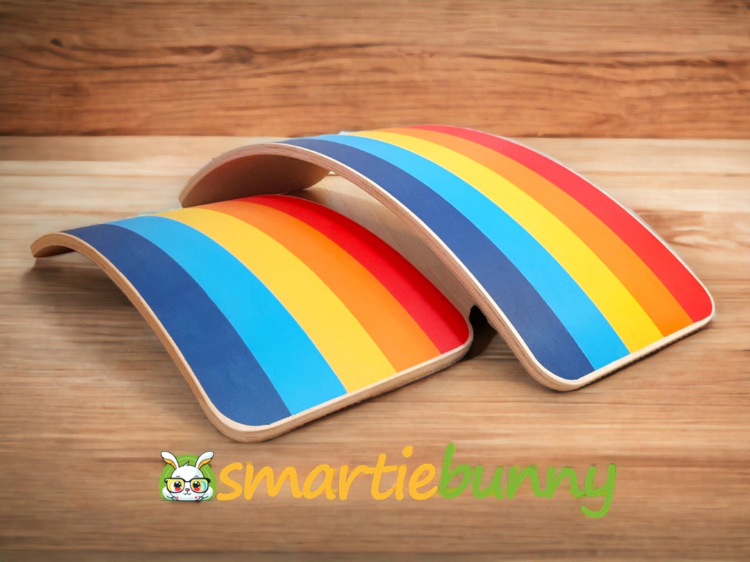 Montessori Wooden Wobble Balance Board Kids Activity Gym Curved Baby ...