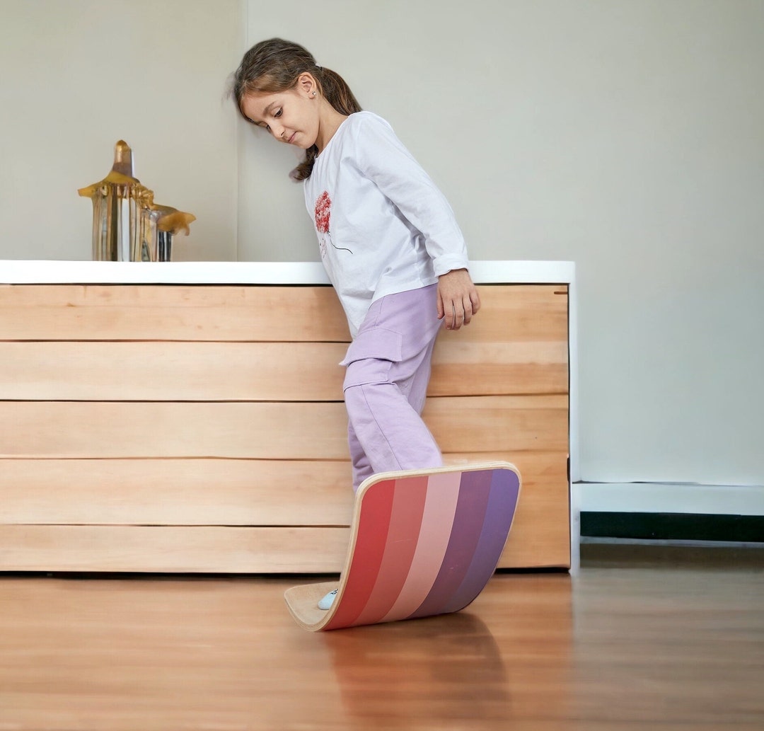 Wooden Balance Board for Kids-toddler Curvy Board Wobble Board for Kids ...