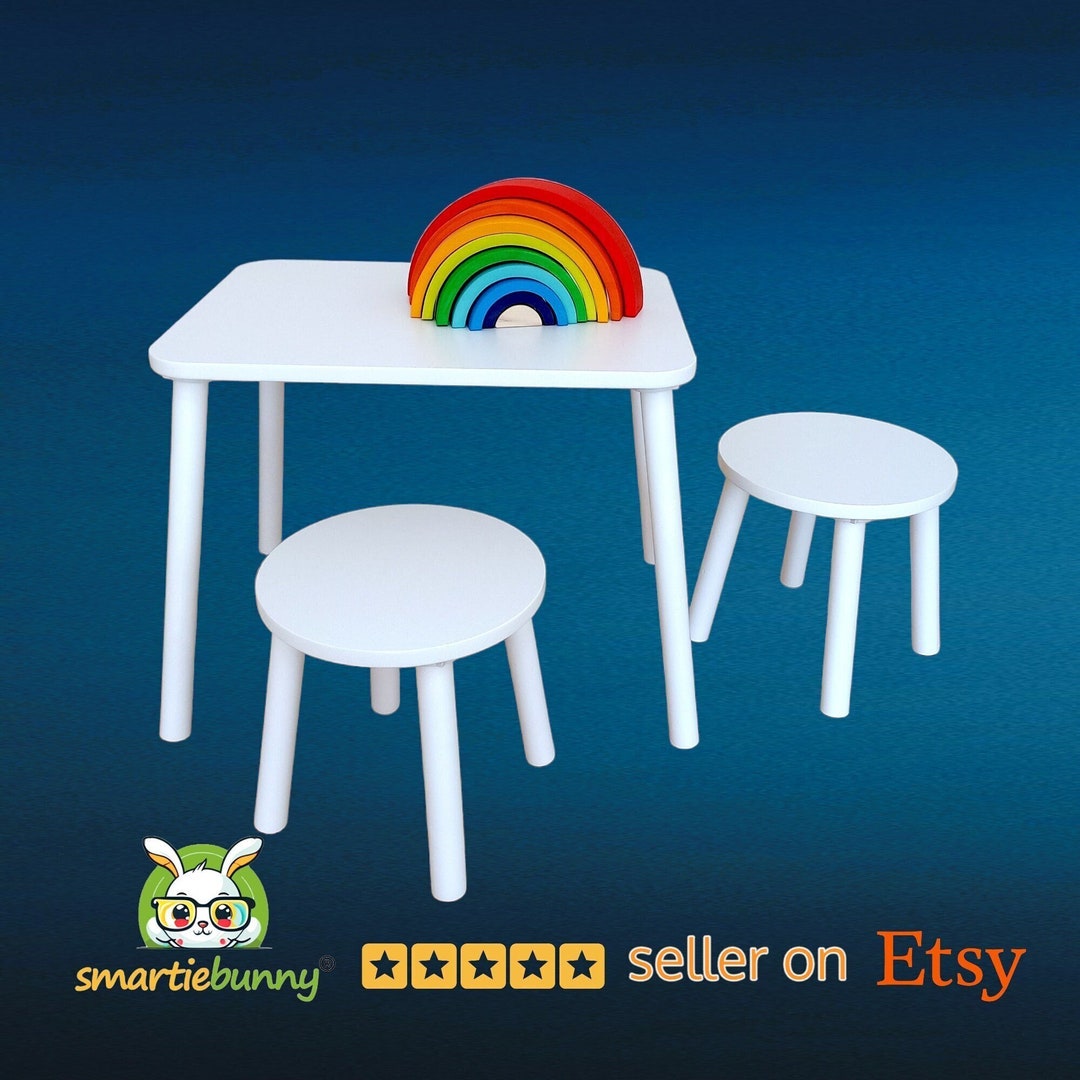 Wooden Kids Learning and Activity Table With Kids Stool Set-montessori ...