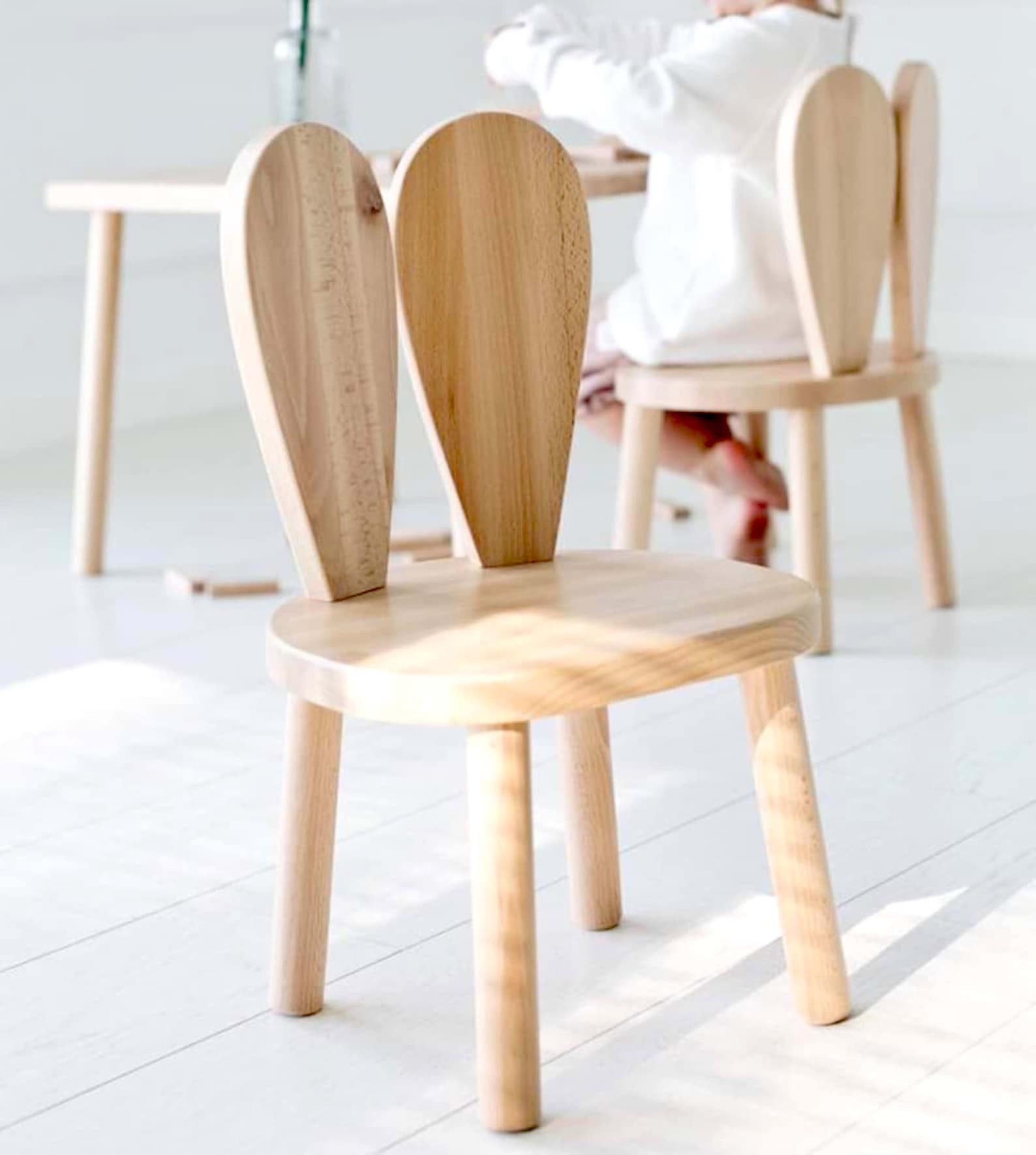 Smartie-bunny Chair Wooden Kids Table and Chair Set Wooden - Etsy