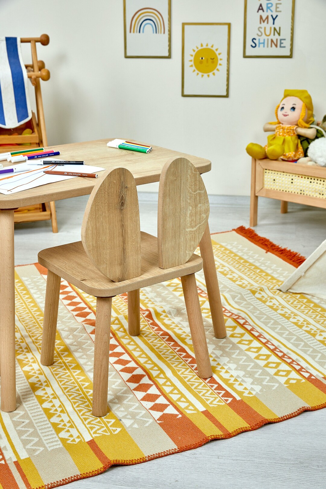 Montessori Table and Chair Wooden Kids Table and Chair Set - Etsy