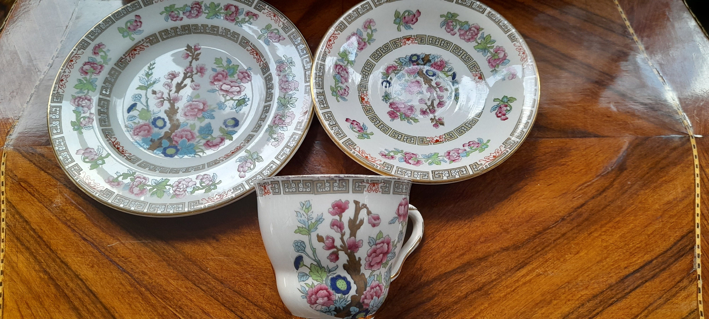 Arklow Pottery, Famel Rose Pattern or Indian Tree, Number 2428, Trio of ...