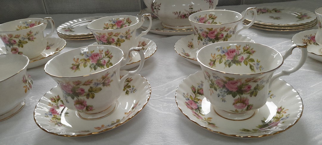 Royal Albert Moss Rose Pattern Tea Set, 21 Pieces - Etsy