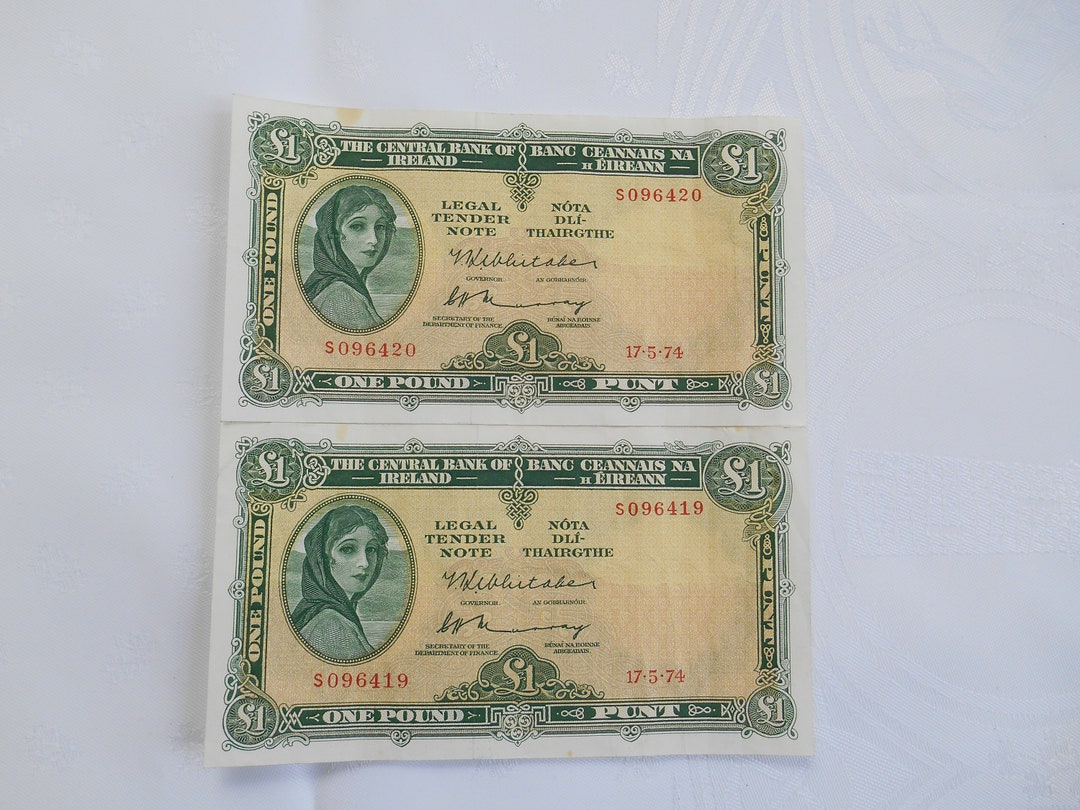 Two Lady Lavery One Pound Notes, May 1974, With Consecutive Numbers - Etsy