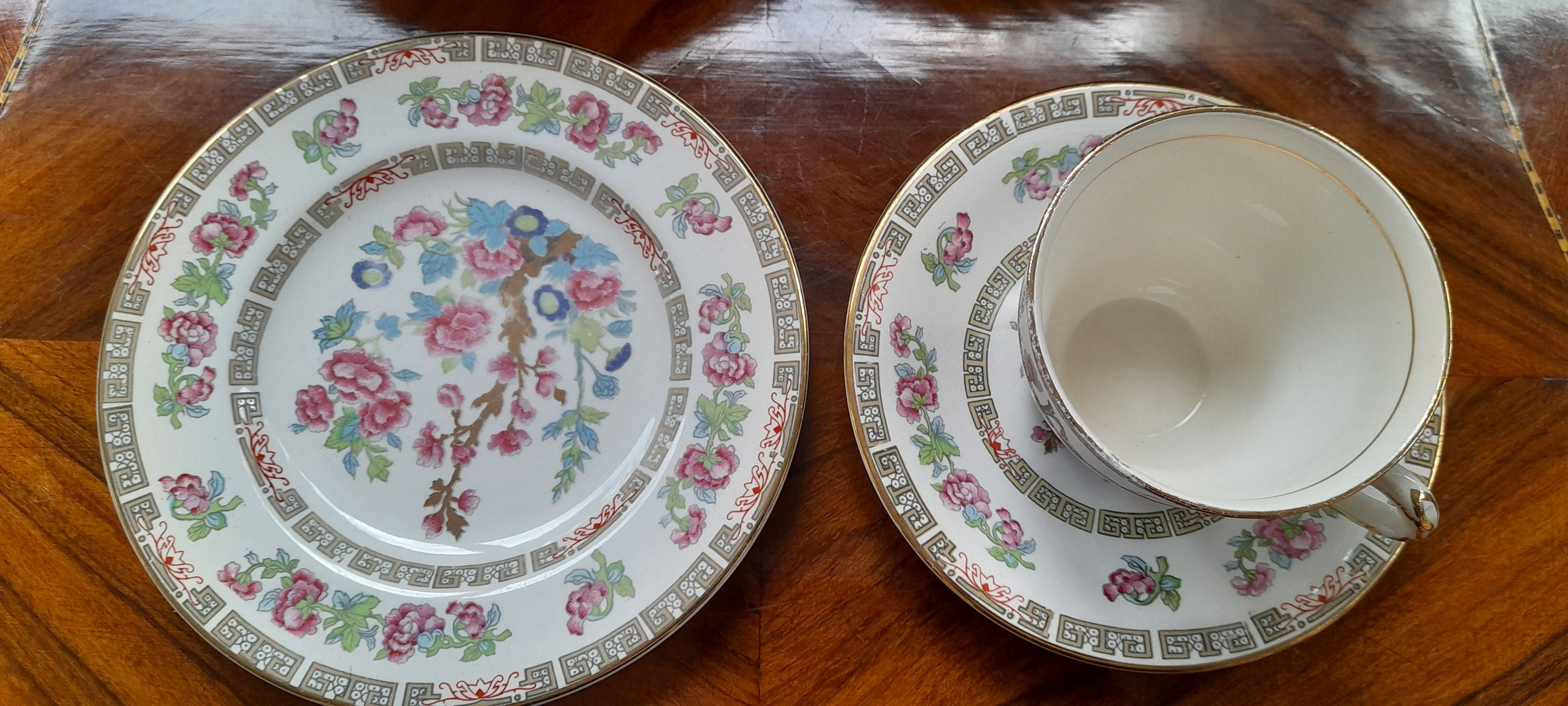 Arklow Pottery, Famel Rose Pattern or Indian Tree, Number 2428, Trio of ...