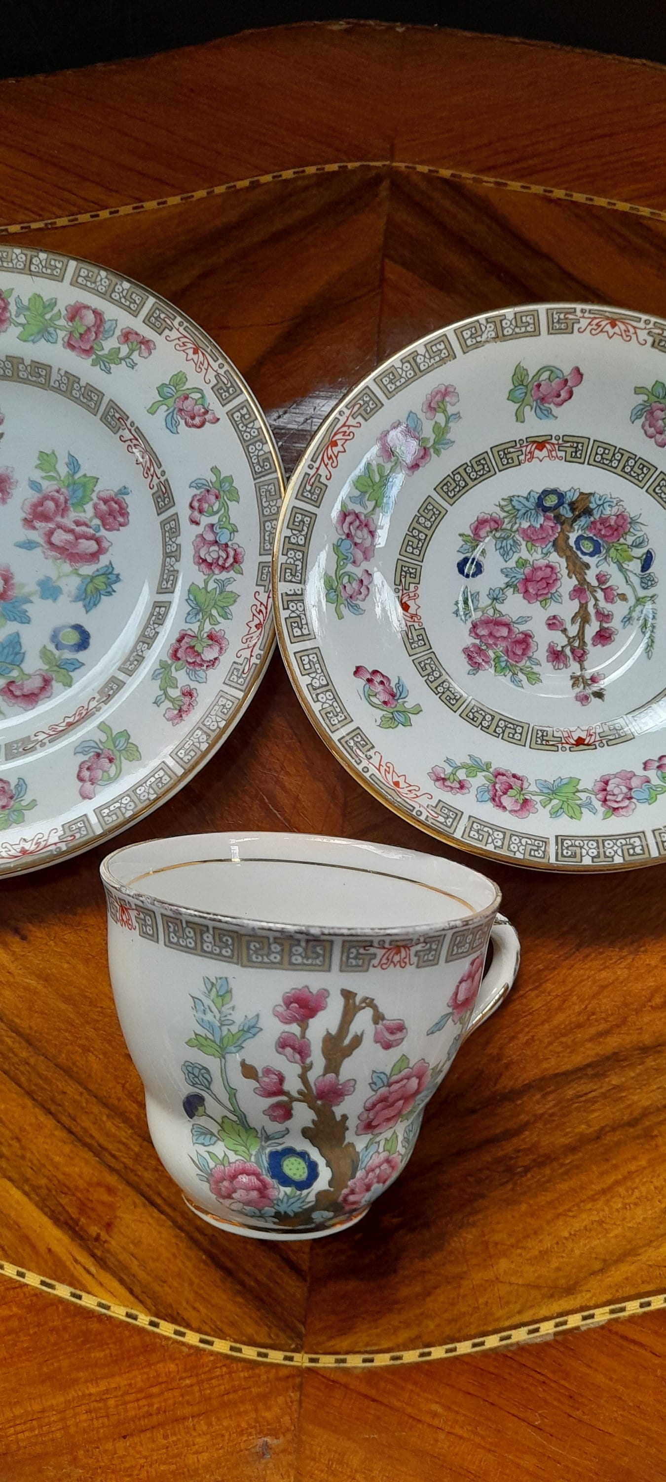 Arklow Pottery, Famel Rose Pattern or Indian Tree, Number 2428, Trio of ...