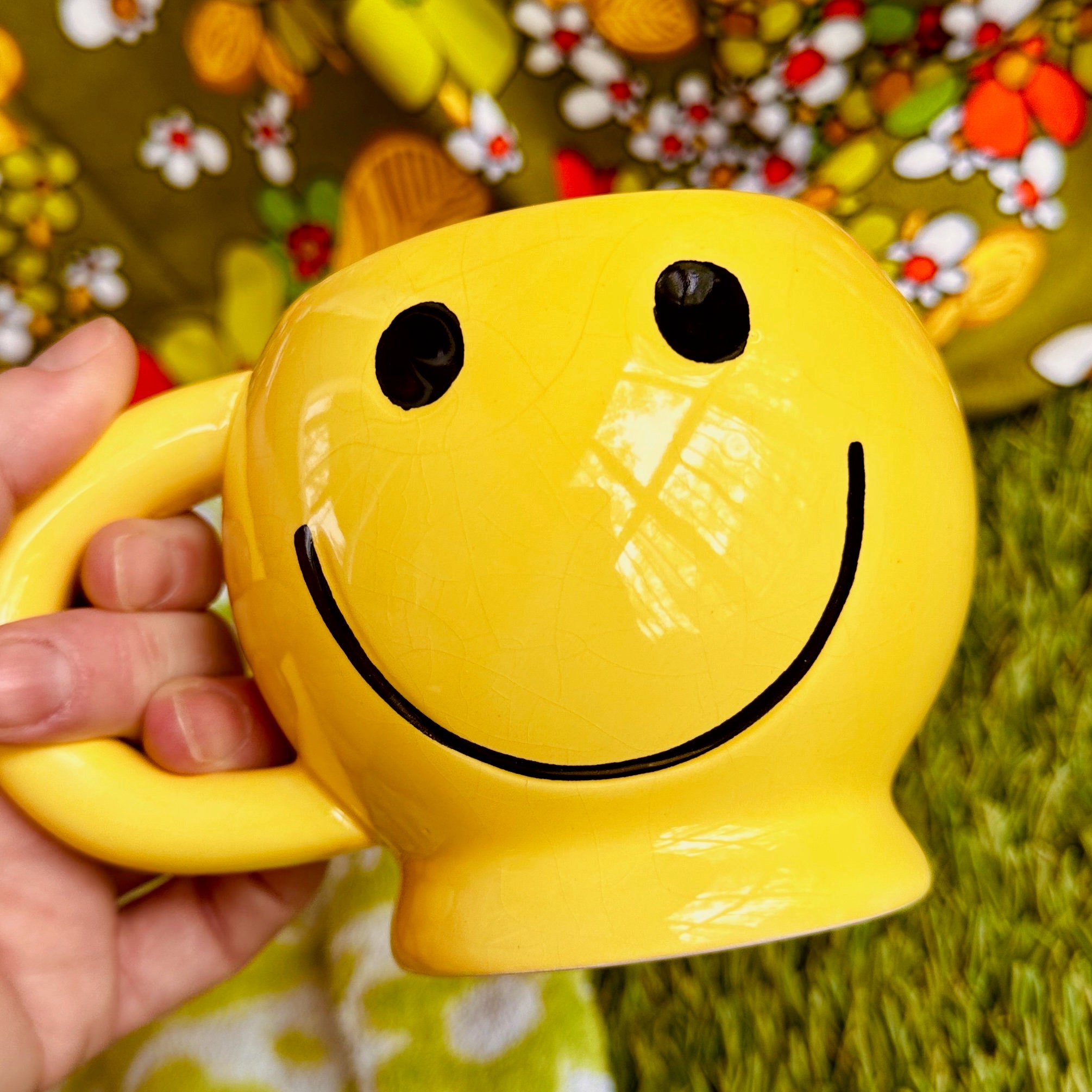 Vintage 1970s / 1980s Yellow Smiley Face Mug - Etsy