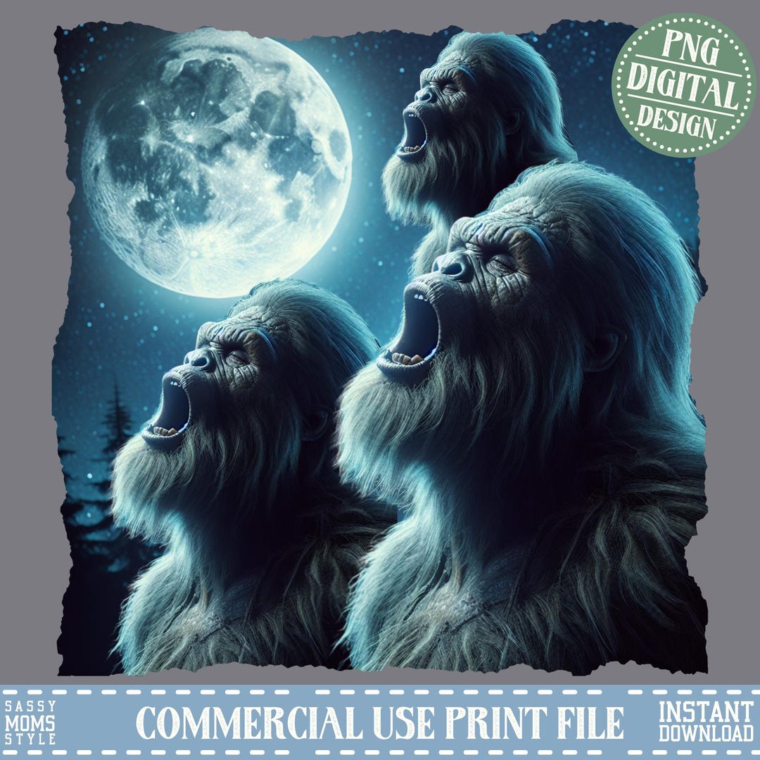Bigfoot Howl at Moon PNG, Moon PNG, Bigfoot PNG, Trendy Bigfoot ...