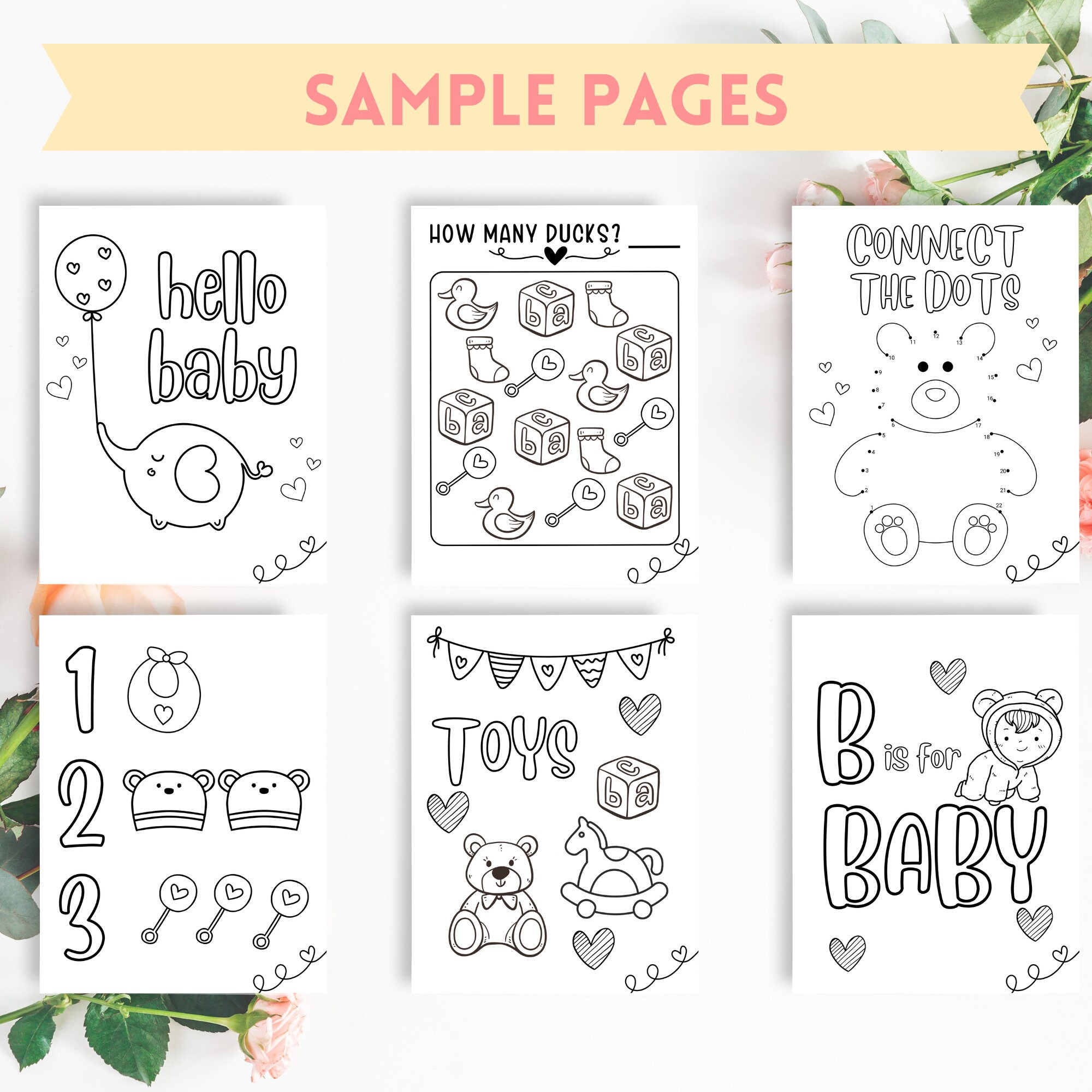 BABY SHOWER Coloring Book, Baby Shower Kids Coloring Book, Baby Shower ...