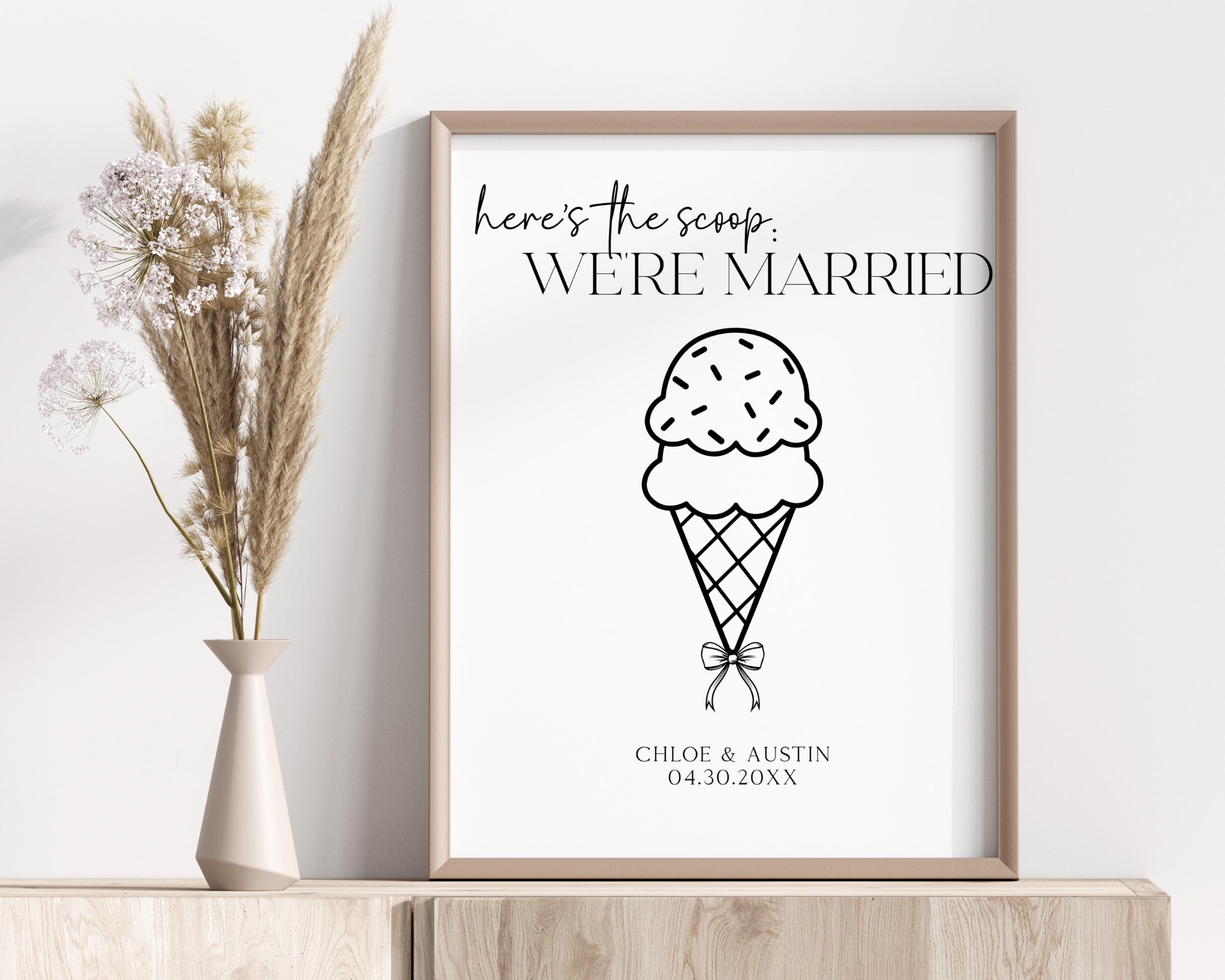 Wedding Ice Cream Sign, Ice Cream Sign Template, Ice Cream Wedding Sign ...