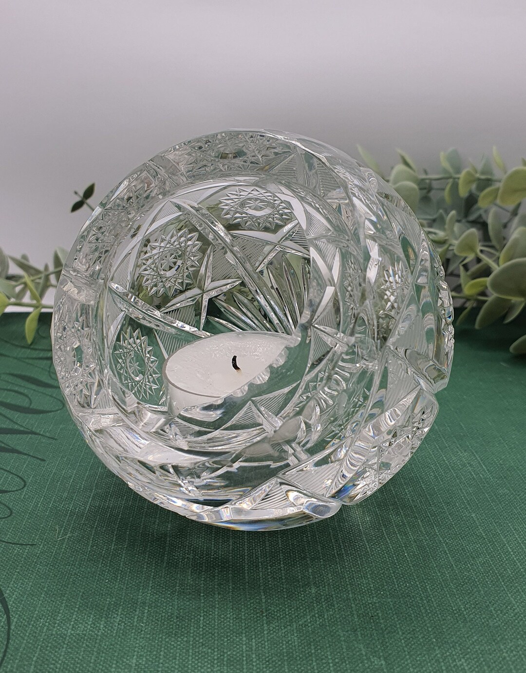 Vintage Crystal Cut Heavy Ashtray Shaped Ball / Orb / Orbit / Globe ...