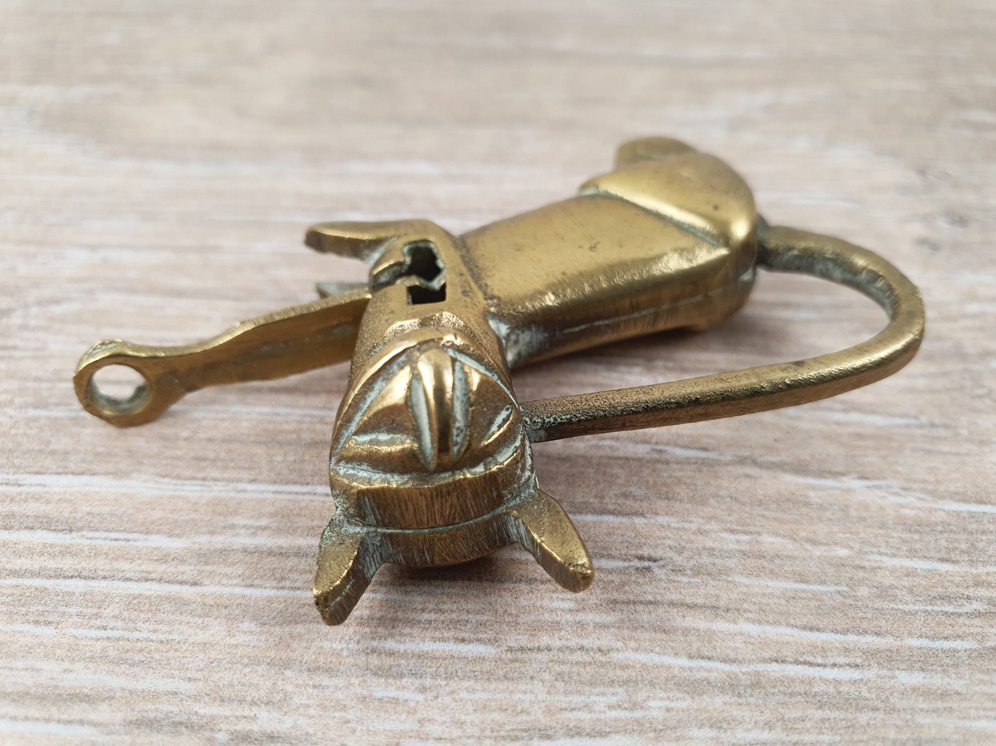 A Lovely Cat Shaped Brass Brass Shackle Cabinet Padlock With a Single ...