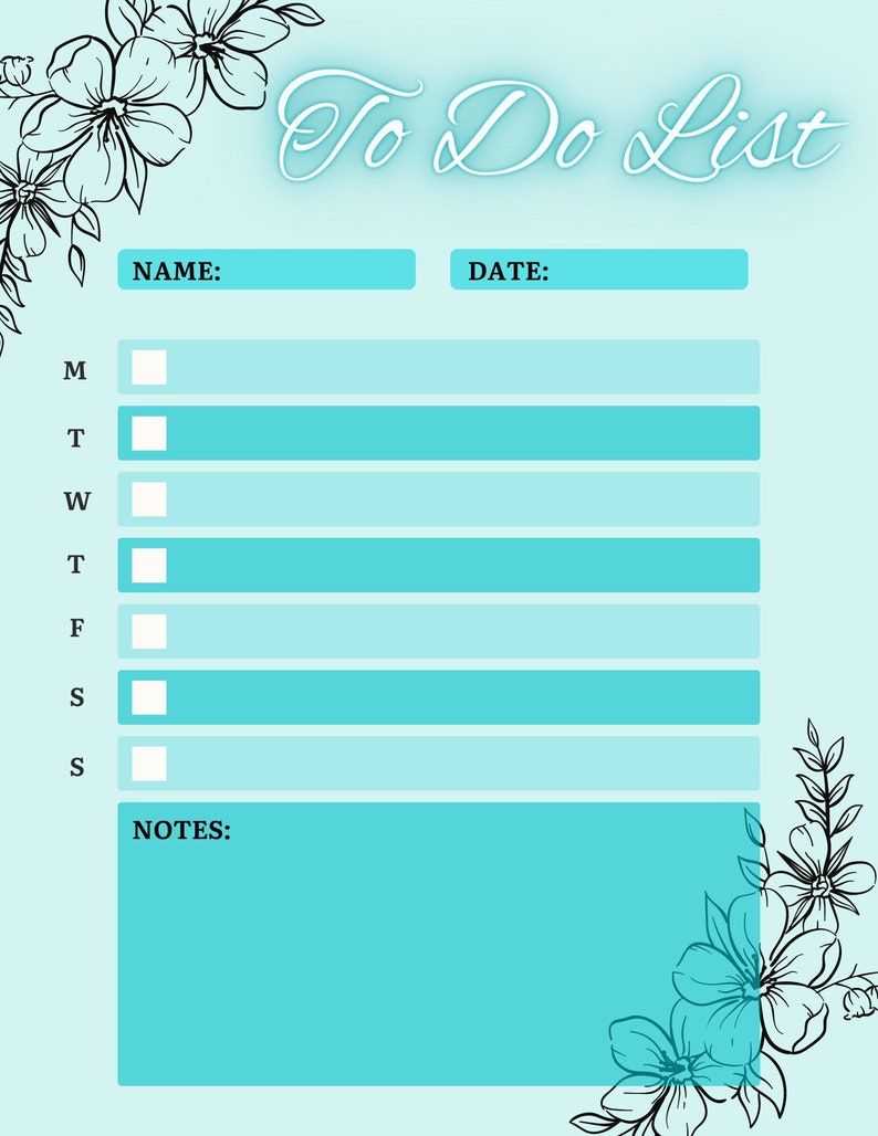 Blue Girly to Do List - Etsy