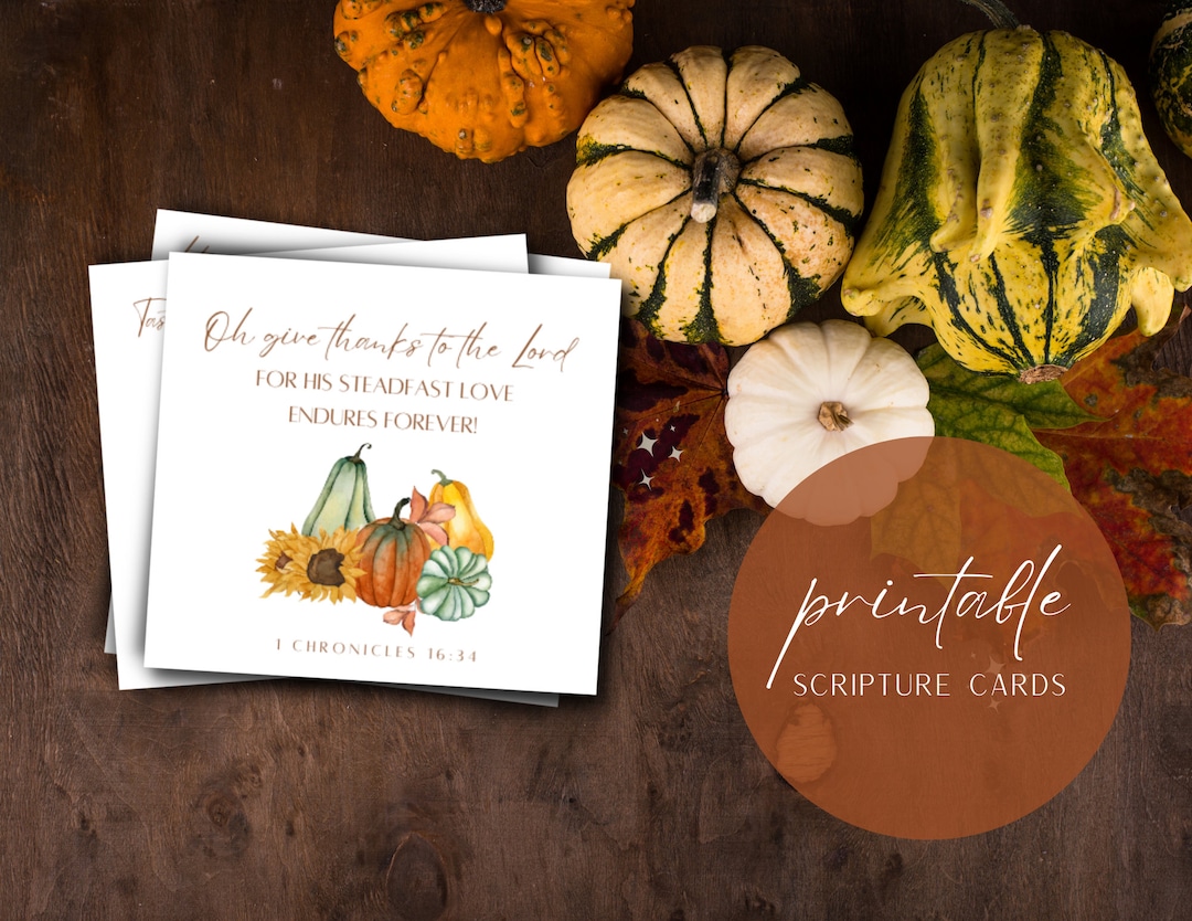 Thanksgiving Scripture Cards, Watercolor Fall Decor, Printable ...