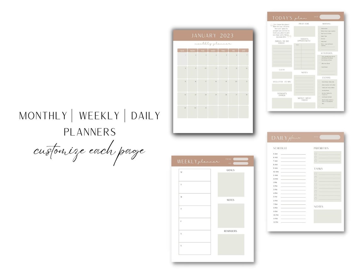 Simple Home Planner for Moms: Daily, Weekly, Monthly (canva Editable ...