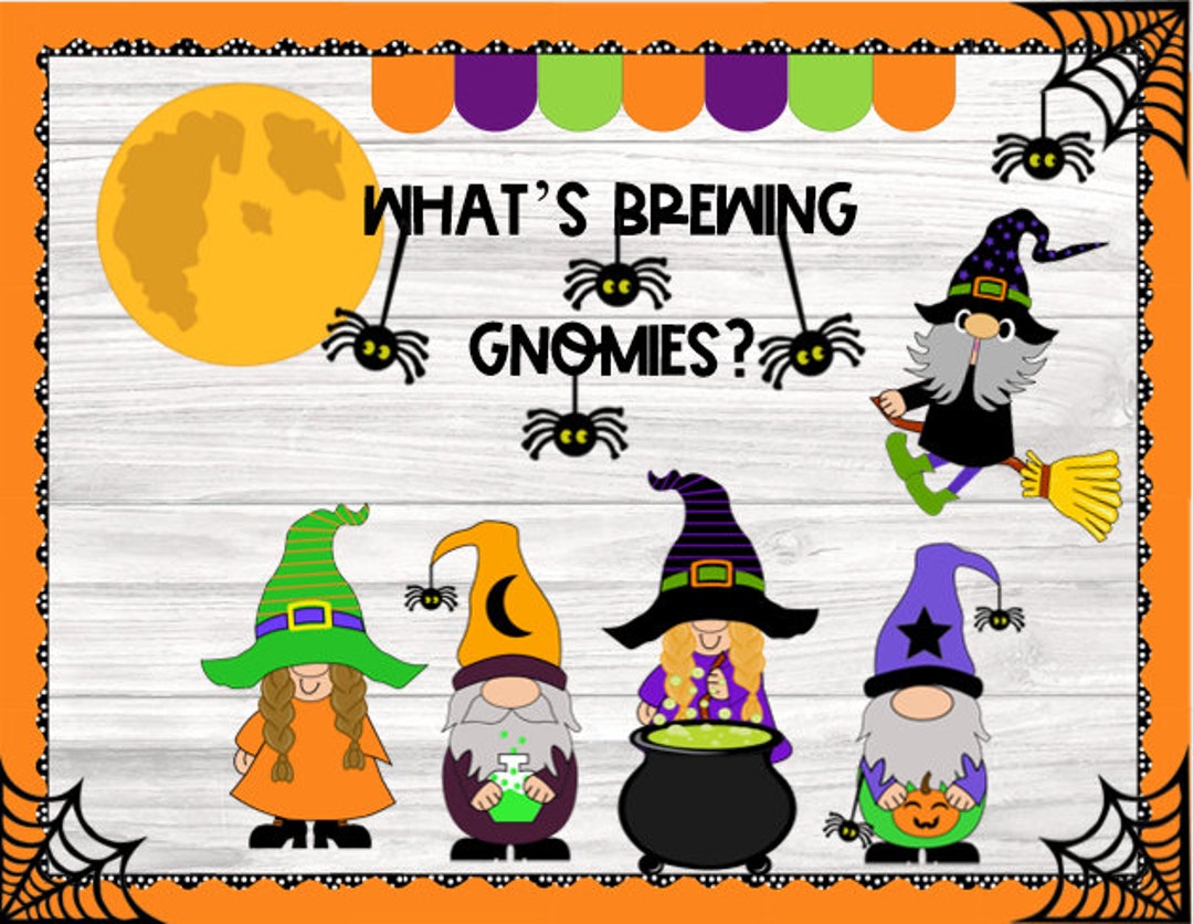 What's Brewing Gnomies Gnome Halloween Bulletin Board Classroom ...