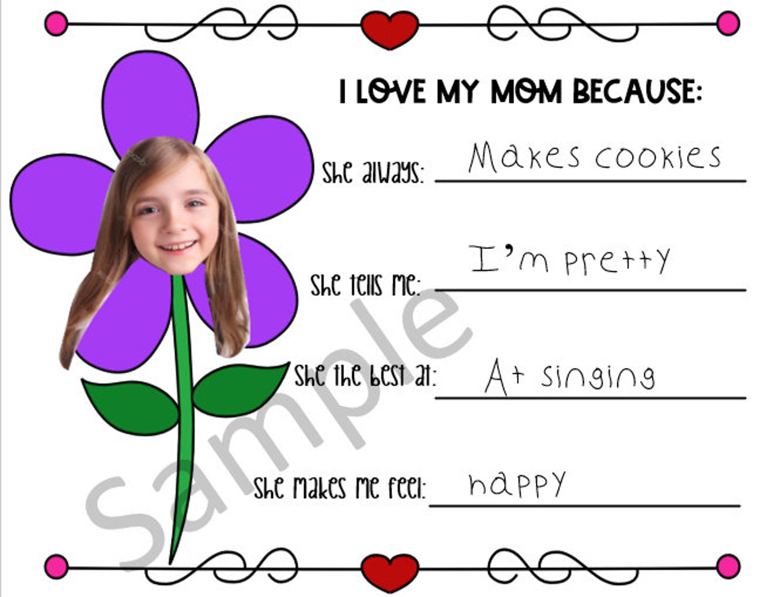 Mother's Day Gift, Kids' Face Keepsake, Spring Bulletin Board, 2 in 1 ...