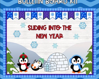 Penguin Door Decoration, Bulletin Board Cutout, Winter Classroom ...