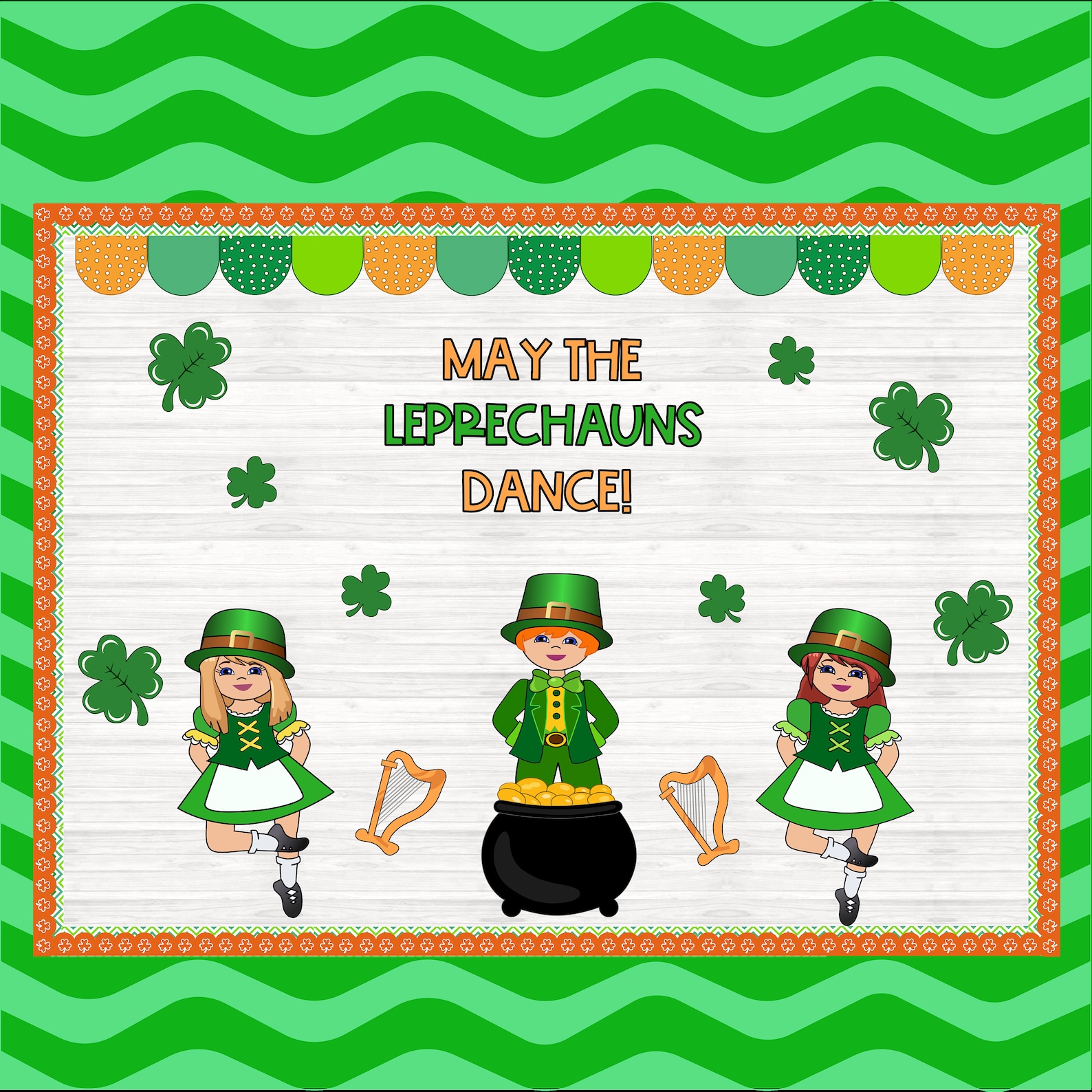 Leprechaun Bulletin Board | St. Patty's Day Bulletin Board | Dancing ...