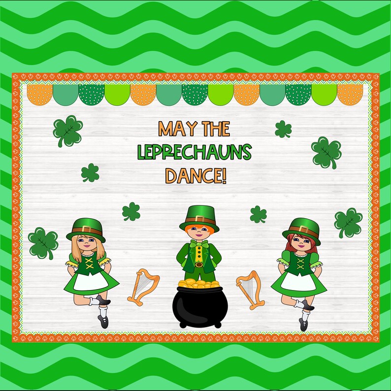 Leprechaun Bulletin Board | St. Patty's Day Bulletin Board | Dancing ...